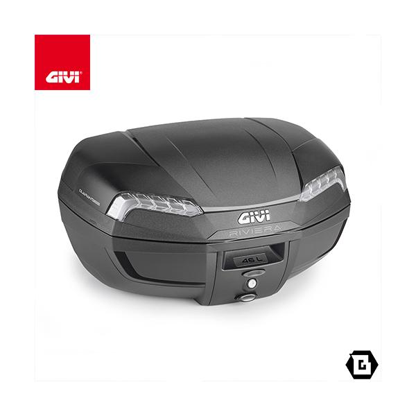 GIVI E46NT2は、TECH RIVIERA（テック リビエラ）46L容量のMONOLOCKケースです。E46 RIVIERAシリーズは、これまでのMONOLOCKケースとは異なり、流線形で丸みを帯びた外観と、一対のモノリシックリフレ...