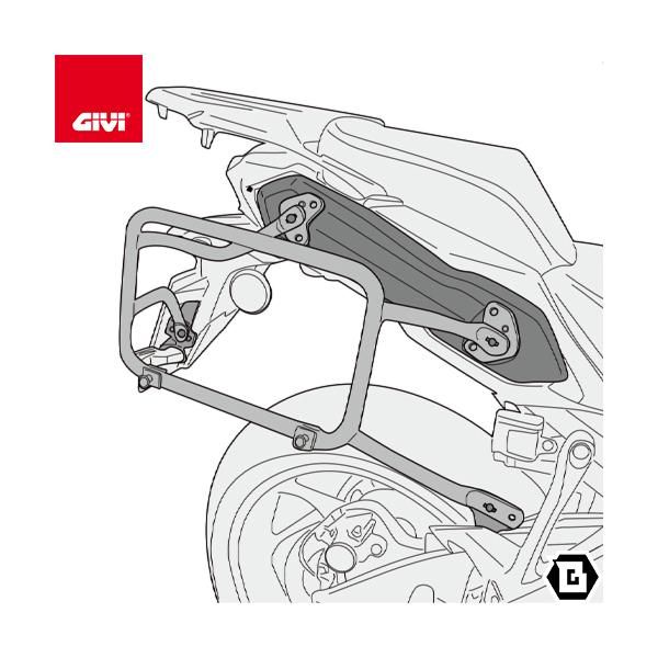 GIVI PLO3128MKは、MONOKEYサイドケースを装着するためのPL ONE-FIT サイドケースホルダーです。直径18mmの管状スチールのフレームで構成されており、MONOKEYサイドケースを装着するための専用パーツ（OFMK）...