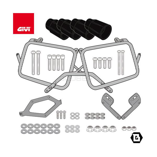 GIVI PLO6422CAMは、TREKKER OUTBACKシリーズ サイドケースを装着するためのMONOKEY CAM-SIDE サイドケースホルダーです。直径18mmの管状スチールのフレームで構成されており、TREKKER OUTB...