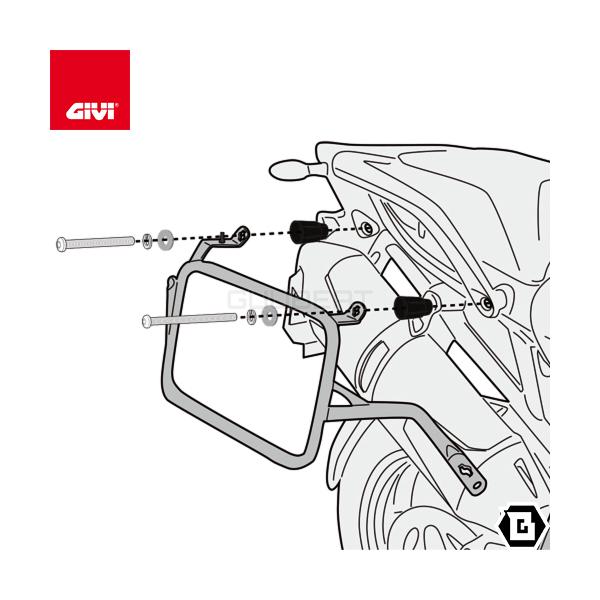 GIVI PLO6422MKは、MONOKEYサイドケースを装着するためのPL ONE-FIT サイドケースホルダーです。直径18mmの管状スチールのフレームで構成されており、MONOKEYサイドケースを装着するための専用パーツ（OFMK）...