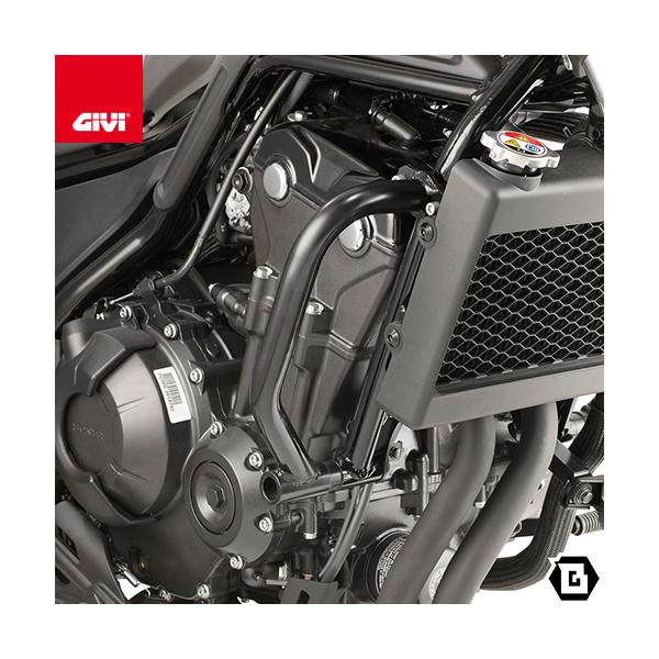 GIVI TN1160は、車種専用設計のエンジンガード（フロントサイドパイプ）です。25mm径のスチールパイプを採用し、優れた強度と耐久性を確保。万が一の転倒時に車体へのダメージを軽減するとともに、エンジン周辺をしっかり保護します。スライダ...