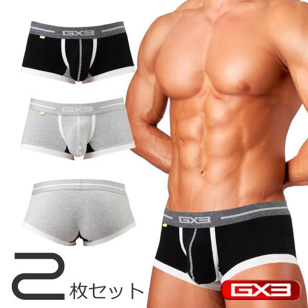 ブラック＆グレー、モノトーンのシンプルデザイン・ボクサーパンツ。ほどよい伸縮性でフィットして、腰周りをスッキリ魅せる、ヘザーグレーのウエストベルト。短すぎず長すぎないちょうどいい丈、好みや体型を選ばないので、ふだん穿きに最適。フロントポーチ...