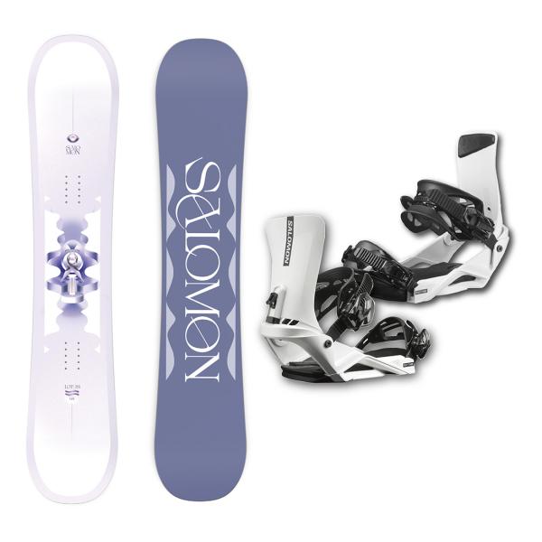 【スノーボード &amp; ビィンディング】（2点セット）●スノーボード＜SALOMON LOTUS＞2025.モデルLotusは柔らかいフレックスと安心して上達できる構造を備えた初心者に優しいボードです。バイトフリーエッジとフラットアウト...