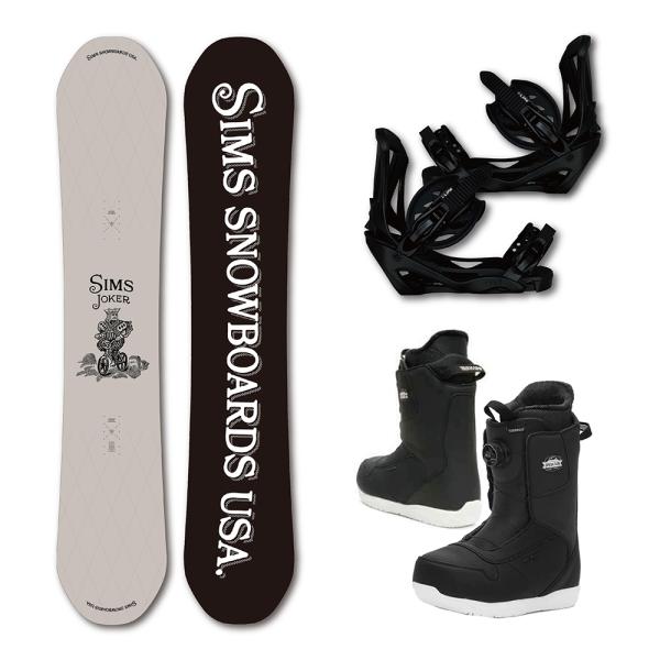 【スノーボード &amp; ビィンディン &amp; ブーツ】（3点セット）●スノーボード＜SIMS JOKER＞2026.モデルロッカーとキャンバーの特性を融合させ、フリースタイル的な遊び感覚とパワフルな滑りをスムーズに実現する板に仕上が...