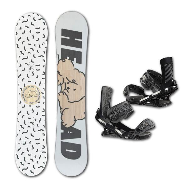 【スノーボード &amp; ビィンディング】（2点セット）●スノーボード＜HEAD PEARL＞2025.レディスモデル＊ 2025モデル 人気の「ワンちゃん（犬）」デザイン「ROCKER」と比べてセンターのフラット部分を長く設定。遊び心あ...