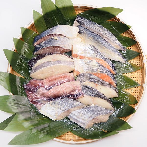 【内容(量)】さわら120g×2枚、かれい120g×2枚、ぶり120g×2枚、銀だら100g×2枚、さば125g×2枚、銀鮭120g×2枚、真いか130g×2枚【原材料(産地)】さわら（韓国他）、カラスカレイ（カナダ、ロシア他）、ぶり（国産...