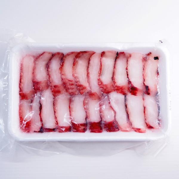 【内容(量)】タコスライス5g20枚【原材料(産地)】タコ（フィリピン他）、食塩/pH調整剤、酸化防止剤（亜硫酸塩）【賞味期限】冷凍保存で1ヶ月【注意点】加熱してあります。解凍してそのままお召し上がりください