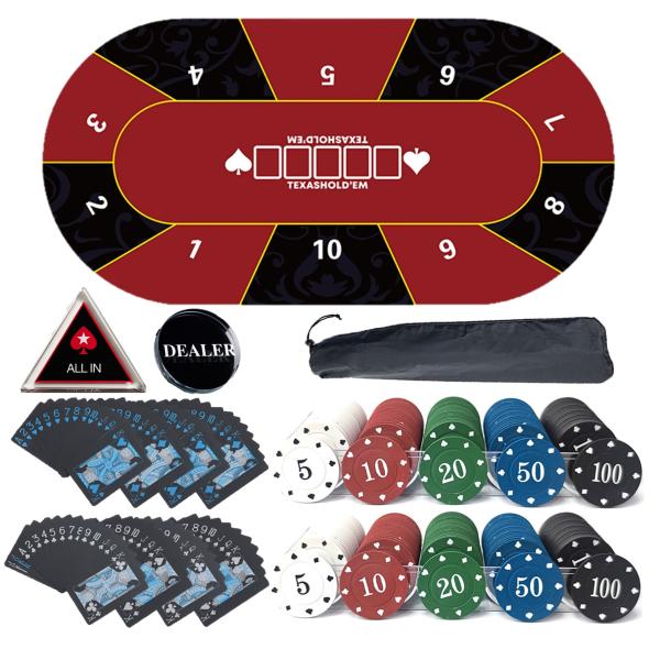 〇ポータブル設計 軽量でコンパクトなデザイン。専用の収納ケース付きで、持ち運びもラクラク！〇多機能セット ポーカーマットに加えて、チップ×2、トランプ×2、オールインボタン、ディーラーボタン、マット収納ケースがセットになった充実の内容です。...
