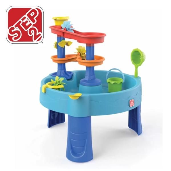 スピナー、シーソーを通って2段落ちる構造なので、雨のような水の動きが特徴の屋外用ウォーターテーブルです。漏れないドレンプラグ付きで水抜きもラクラク。最大 4 ガロン (15.1L) の水を入れてたっぷり遊べます。お子様が元気に遊んでもいいよ...