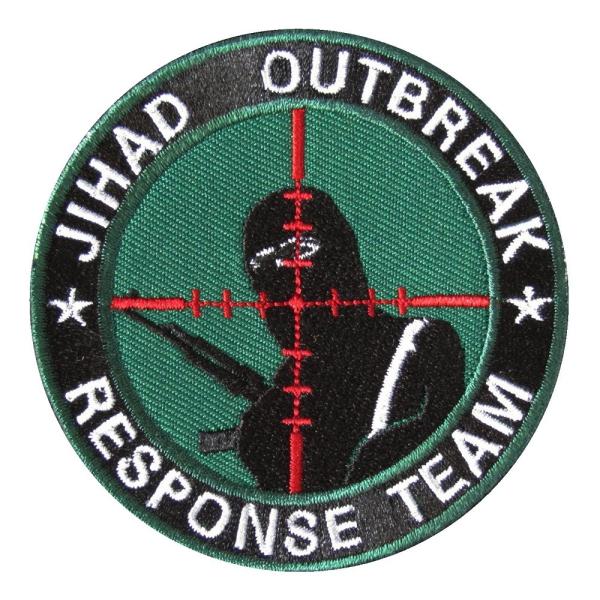 「Jihad Outbreak Response Team」ベルクロワッペンですたて7.5cmよこ7.5cm生産地：中国