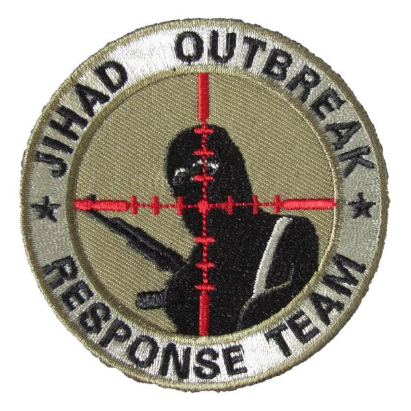 「Jihad Outbreak Response Team」ベルクロワッペンですたて7.5cmよこ7.5cm生産地：中国