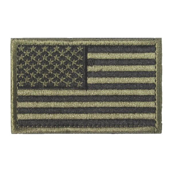 ◇素材:ポリエステル◇サイズ：縦5cm 横8cm◇生産国：中国◇裏面マジックテープでベルクロ部分に装着できます。◇ベルクロメス側付属します。◇商品名：ベルクロワッペン 国旗 アメリカ 星条旗 黒緑 左