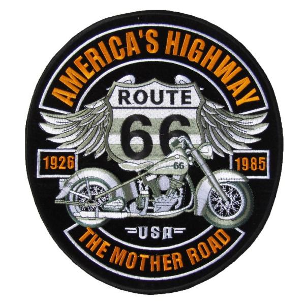 ◇AMERICA'S HIGHWAY THE MOTHER ROAD ROUTE66◇素材:ポリエステル◇サイズ：縦25.5cm 横23.2cm◇生産国：中国◇アイロンワッペン接着方法：ワッペンを貼りたい場所に置き、薄手のタオルなどを当て布...