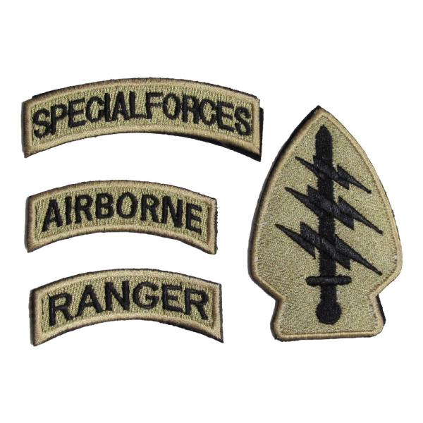 ◇素材:ポリエステル◇サイズ：SPECIAL FORCES 縦2.5cm 横9.5cm AIR BORNE 縦2.5cm 横6cm RANGER 縦2.5cm 横6cm 群章 縦7.5cm 横5cm◇生産国：中国◇裏面マジックテープでベルク...