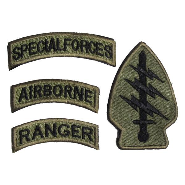 ◇素材:ポリエステル◇サイズ：SPECIAL FORCES 縦2.5cm 横9.5cm AIR BORNE 縦2.5cm 横6cm RANGER 縦2.5cm 横6cm 群章 縦7.5cm 横5cm◇生産国：中国◇裏面マジックテープでベルク...