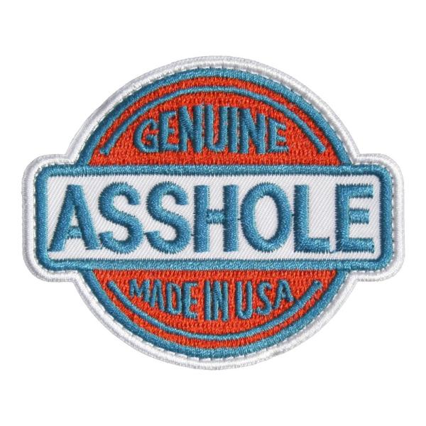 ◇素材:ポリエステル◇サイズ：縦6.3cm 横7.7cm◇生産国：中国◇裏面マジックテープでベルクロ部分に装着できます。◇メス側付属します。◇商品名：ベルクロワッペン Asshole 恥知らず 白