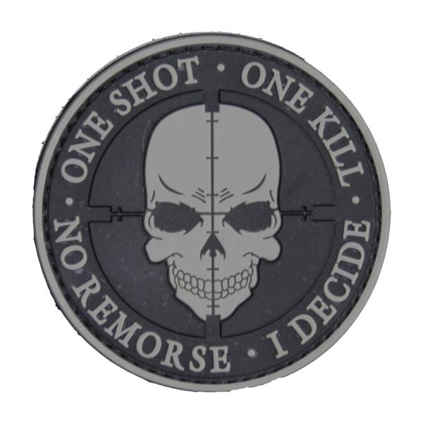 ◇素材:PVC◇サイズ：縦8cm 横8cm◇生産国：中国◇裏面マジックテープでベルクロ部分に装着できます。◇メス側のベルクロは付属しません。◇商品名：PVC ベルクロワッペン One Shot One Kill No Remorse I D...