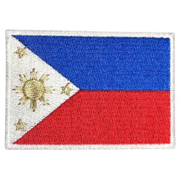 フィリピン共和国 国旗 ワッペンお気に入りのアイテム（カバン、ジャケット、帽子）にDIY（DO IT YOURSELF / 何でも自身で作る精神）でペタペタ貼って自分なりのスタイルが楽しめるアイテム『ワッペン』！アイデア ひとつワッペンはア...