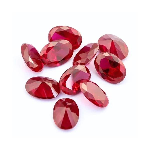 ルビー ストーン、オーバル カット ルビー、6x8mm 〜 15x20mm ラボで育成されたルビー、ジュエリー製作。 Ruby Stone, Oval Cut Ruby ,6x8mm to 15x20mm Lab grown Ruby, J...