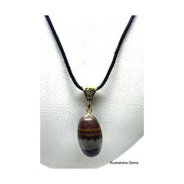 シヴァ・ナルマダ・リンガムペンダント 天然川ナルマダ・バナリンガ石ネックレス Shiva Narmada Lingam Pendant Natural River Narmada Banalinga Stone Necklace
