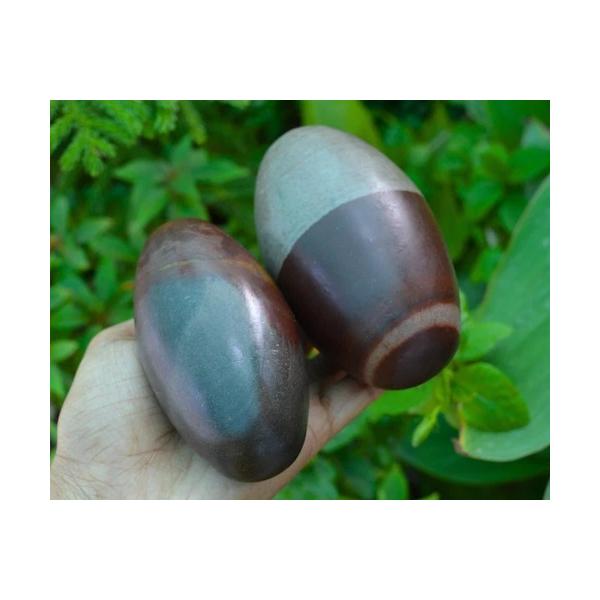シヴァ・リンガム 2個 ナルマダ川 インド リンガム クリスタルストーン &amp; ホームデコレーションギフト~748 Shiva Lingam 2Pcs Narmada River India Lingam Crystal Stone ...