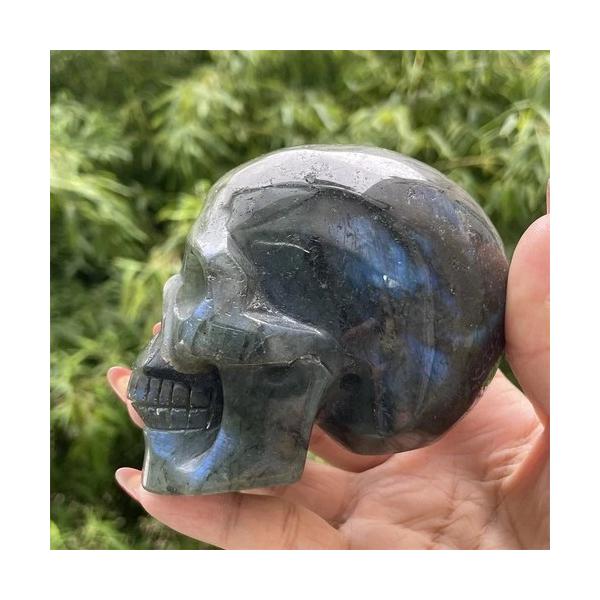 1.5LB 2.9インチ 天然ラブラドライト スカル彫刻 クォーツクリスタル 装飾 ヒーリングエネルギー 1.5LB 2.9" Natural Labradorite Skull Carved Quartz Crystal Decor He...