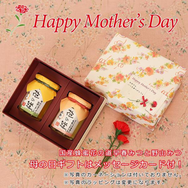今年採れたての早春みつ（さくら）の新蜜といろいろな野山の花から採取した蜂蜜、野山みつのセットです。母の日ギフトはメッセージカード付き！※誠に申し訳ありませんが蜂蜜の種類は変更できません。商品名：新蜜早春みつと野山みつ140g商品内容：早春み...