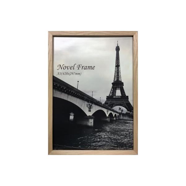 高級なツキ板を使った家具調フレームです。飾る場所を選ばないオーソドックスなデザインです。信頼のメイドイン・ジャパンです。◆OAサイズA3額縁◆A3サイズがピッタリ入ります(420x297mm)　◆天然木(フレーム部分)・プラスティック(PE...