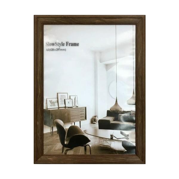 西海岸・カリフォルニアインテリアに合わせやすいヴィンテージな風合いのA4サイズのフレームです。◆OAサイズA3額縁◆A3サイズがピッタリ入ります(420x297mm)　◆天然木(フレーム部分)・プラスティック(PET)入り(表面・作品保護面...