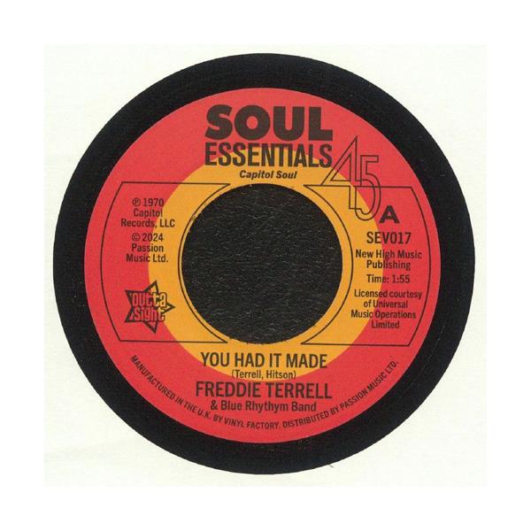 Freddie Terrellが1970年にリリースしたレア・ノーザン・ソウル「You Had It Made」、Charles WilliamsによるFREE SOUL人気の高い「Standing In The Way」を収録した7インチ...