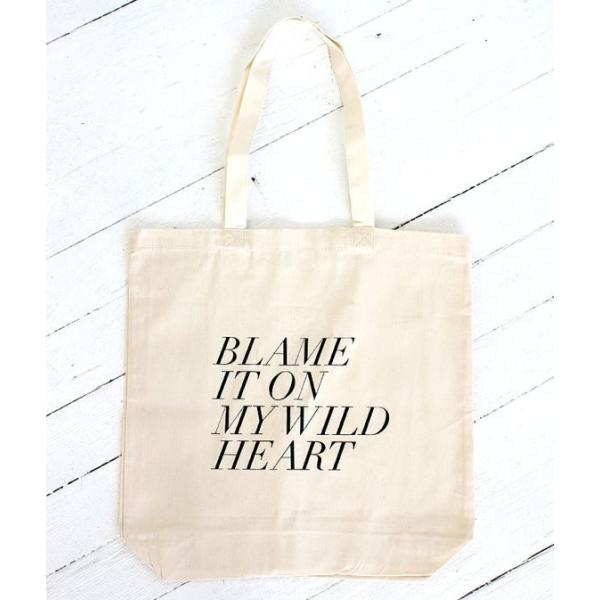 【ネコポス配送OK】『blame it on my wild heart』トート！カナダの女性デザイナー、fieldguidedによるトート・バッグ。Stevie Nicksの名曲「Wild Heart」からの引用である"blame it ...