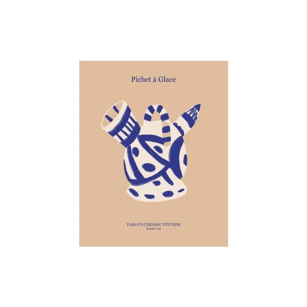 オランダ出身でカリブ海の島を拠点に活動するマルチ・アーティスト、Renske Herderによるドローイングアート。アブストラクトなシェイプのブルーのピッチャーを描いた温かみのある作品です。【商品詳細】製造国：Made in EUブランド名...