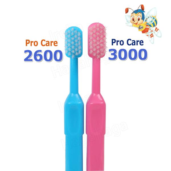 Bee PRO CAREハブラシは最近はやりの高密度毛量タイプ毛先は安心のラウンド加工太さ5milの柔らかいブラシ毛が歯肉をやさしく包みこみ、効率的に磨けます。