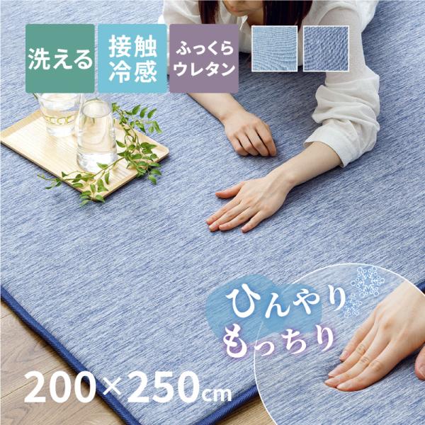 ■特徴触れた瞬間ひんやり冷たい、ひんやりラグ。ひんやり度を評価するQ-maxは一般的には0.2ですが、本品はなんと0.37w/！極厚ウレタン20mmの贅沢なもっちり感で、夏のおうち時間を快適に過ごすことができます。■サイズ：約200×250...
