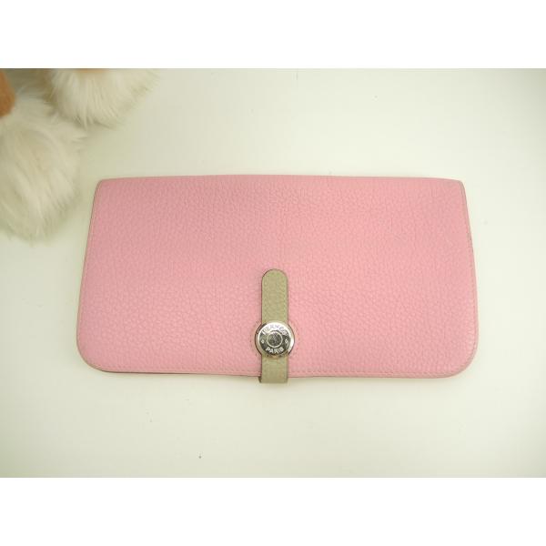 品名 : ドゴンロング　カード用ポケット付長財布　ロングウォレットメーカー : エルメス (HERMES)型番・素材 : トリヨンクレマンスライン・色 : ウノピンク-トゥルティエールグレーコンビ　シルバー金具参考定価 : 未確認サイズ :...