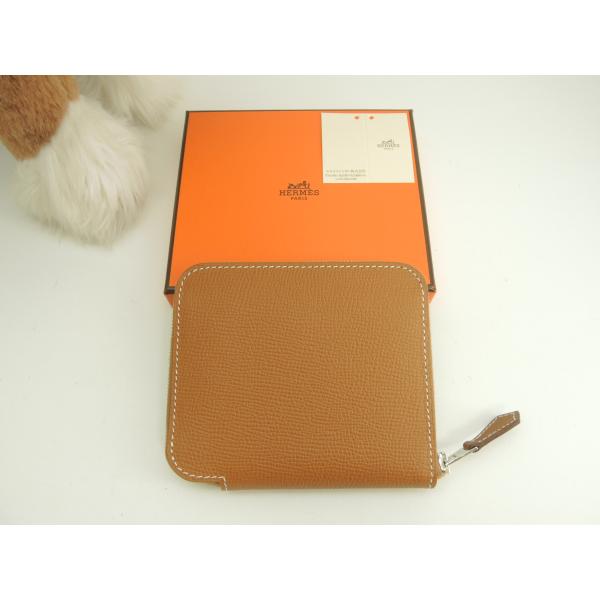 品名 : スモールウォレット　ラウンドジップ財布　アザップコンパクトシルクイン　コンパクトウォレットメーカー : エルメス (HERMES)型番・素材 : ヴォーエプソン/シルクライン・色 : ゴールド　シルバー金具参考定価 : 不明サイズ...