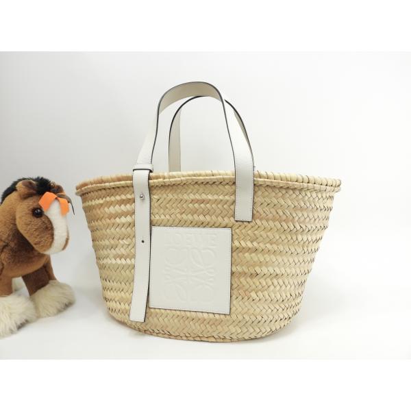 Basket(LOEWE) ロエベ バスケット カゴバッグ中 ナチュラル白 Basket(LOEWE) ロエベ バスケット カゴバッグ中 ナチュラル白