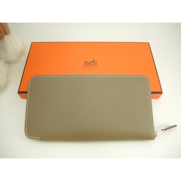 品名 : ラウンドジップ長財布　アザップロングシルクイン　ロングウォレット　ジップアラウンドウォレットメーカー : エルメス (HERMES)型番・素材 : ヴォーエプソン/シルクライン・色 : シルクイン　エトープ　シルバー金具参考定価 ...