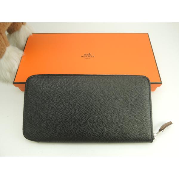 品名 : ラウンドジップ長財布　アザップロングシルクイン　ロングウォレット　ジップアラウンドウォレットメーカー : エルメス (HERMES)型番・素材 : ヴォーエプソン/シルクライン・色 : ノワール　シルバー金具参考定価 : 不明サイ...