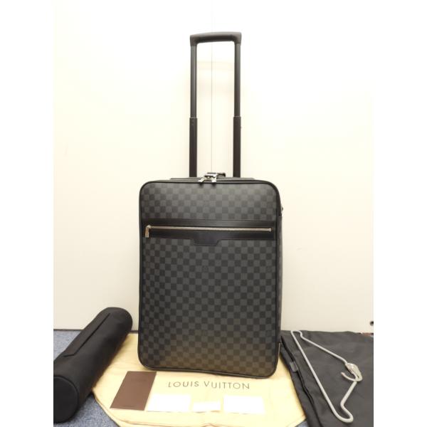 品名 : ペガス55　(Pegase 55)　キャリーバッグ　旅行用スーツケース　トロリーバッグメーカー : ルイヴィトン (LOUIS VUITTON)型番・素材 : N23299　PVC-カーフレザーライン・色 : ダミエグラフィット　...