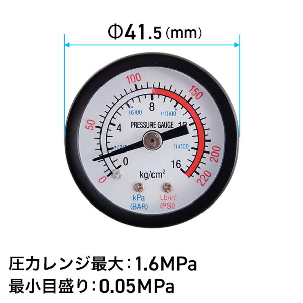 対応機種：HG-DC991AL・HG-DC990K・ HG-DC36LT・YS-DC36LTスターゲージΦ：約Φ41.5(mm)圧力レンジ：最大1.6MPa最小目盛り：0.05MPa汎用品のため他社製品でもご利用いただけます。 　　