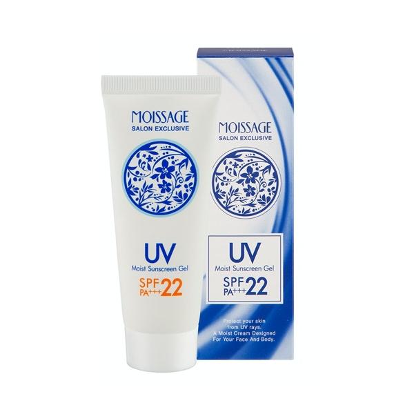 トリプルヒアルロン酸とコラーゲンを配合した顔や体にも使えるサラっとしたUVケアジェル《モイサージュ　モイストUVジェル》内容量　40ｇ定価　1100円保湿成分配合コラーゲン、3種のヒアルロン酸配合こんな時に通勤通学に、お出かけ前に、ドライブ...