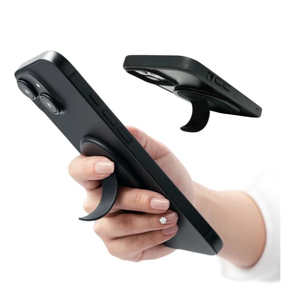 強力なマグネットでスマホにしっかりと吸着する、軽量で持ち歩きやすいスマホグリップです。シリコンのボタンを押すとスマホホルダーにもなり、動画などを見るために机に引っかけたり、ナビを見るために車用スマホホルダーとして使うこともできます。横幅8m...