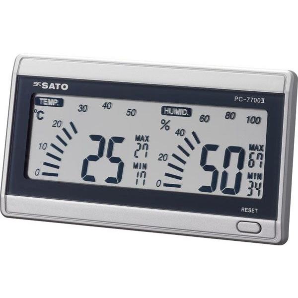 佐藤計量器製作所のPC-7700IIは、左に温度、右に湿度を表示し、リセットボタンを押してからの最高・最低温湿度も常に表示して温湿度の変化幅が一目で確認できるデジタル温湿度計です。スタンド付きで置き式、壁掛けのいずれでも使用できます。お部屋...
