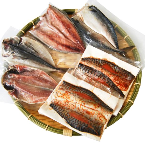 ●さば一夜干し×2枚身に厚みがあり脂がのったサバは、焼くと旨みがジュワッとあふれ出します。ご飯のおかずはもちろん、酒の肴にも最適です。●あじ一夜干し×2枚脂の乗りがよくご家庭でも大人気のお魚です。焼き魚としてはもちろんフライや天ぷらでも美味...