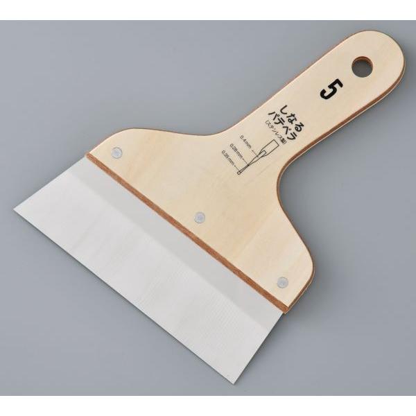 【タイプ】No.5 【Amm】155 【Bmm】9 【Cmm】210 【Dmm】50 【梱包数量】 1枚/箱ステンレス鋼に特殊中スキ研磨を施し、抜群のしなりと耐摩耗性に優れた仕上げ用パテベラです。