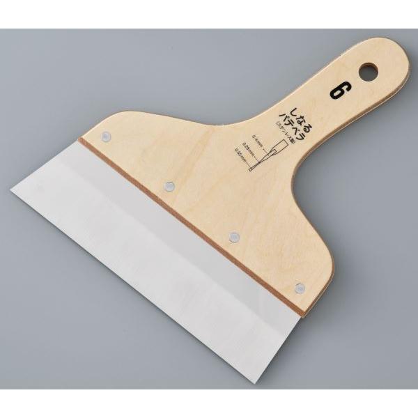 【タイプ】No.6 【Amm】185 【Bmm】9 【Cmm】215 【Dmm】50 【梱包数量】 1枚/箱ステンレス鋼に特殊中スキ研磨を施し、抜群のしなりと耐摩耗性に優れた仕上げ用パテベラです。