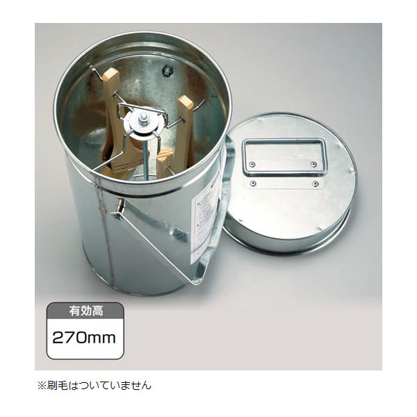 【有効高】270mm【サイズ(mm)】 φ165×H318mm【梱包数量】 1個/箱二重蓋構造で臭いが出にくいです。刷毛吊りフックに高低差をつけ、目地刷毛、一般刷毛も同じ水位で使え液量が少なくてすみます。