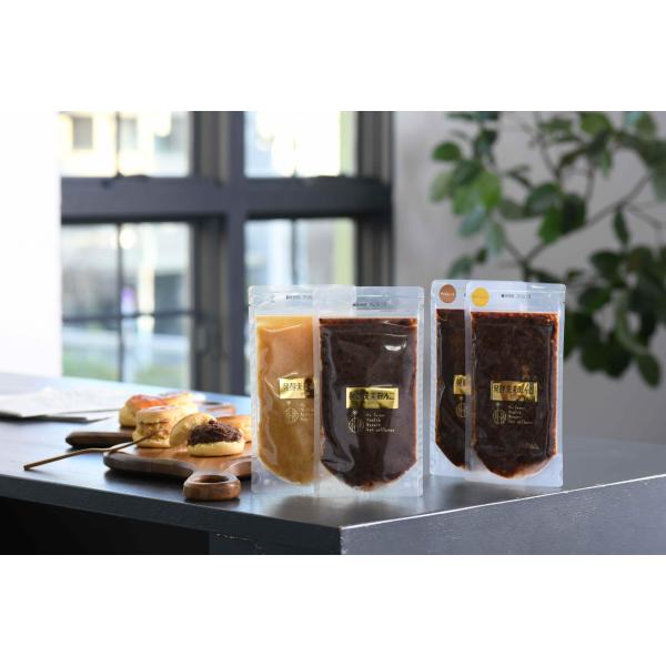 発酵未来あんこ4種類（140g x 4個）のギフトセットです。ギフトBOX（写真参照）入りで冷凍でお届けします。ショップオープン記念で4,900円以上お買い上げで送料無料（北海道、九州、沖縄を除く）とさせていただきます。冷凍（クール宅急便）...