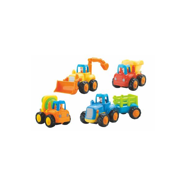 くるまデビューにぴったり！！ビューンと走るはたらくくるま 4点セット！ バッテリー不要で走るフリクションカー ボリューム満点！前に押すとビューンと走るはたらくくるまの4点セット。ショベルですくったり、ミキサーを動かしたりできるので、遊びが広...